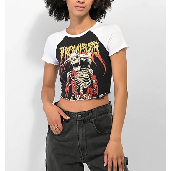 Broken Promises | Tops | Broken Promises Skeleton Graphic Crop Top ...